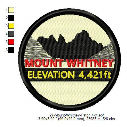 Mount Whitney Mountains Merit Badge Machine Embroidery Digitized Desig ...