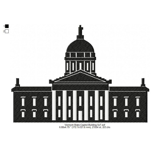 Vermont State Capitol Building Silhouette Machine Embroidery Digitized ...