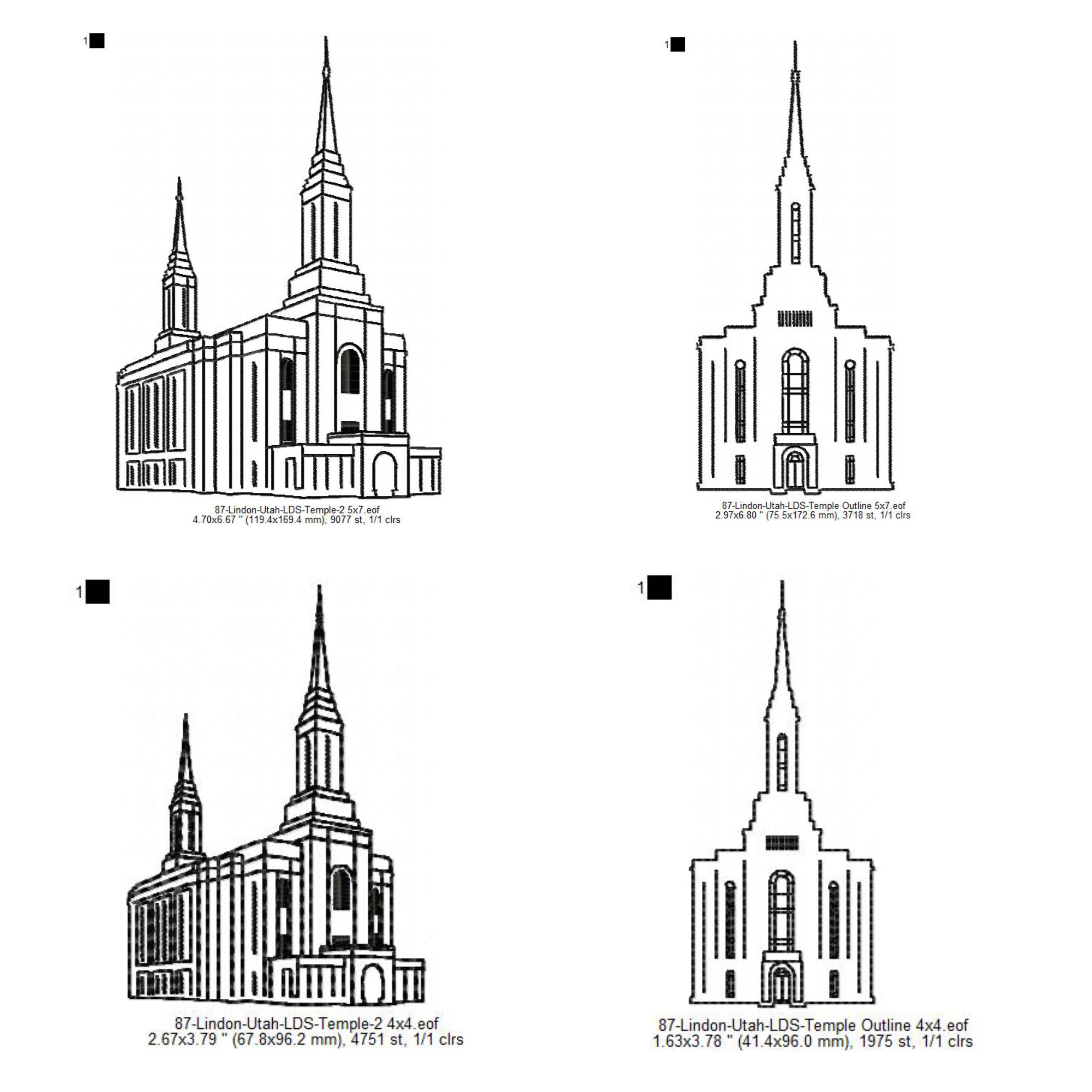 Lindon Utah LDS Temple Outline Machine Embroidery Digitized Design Fil ...