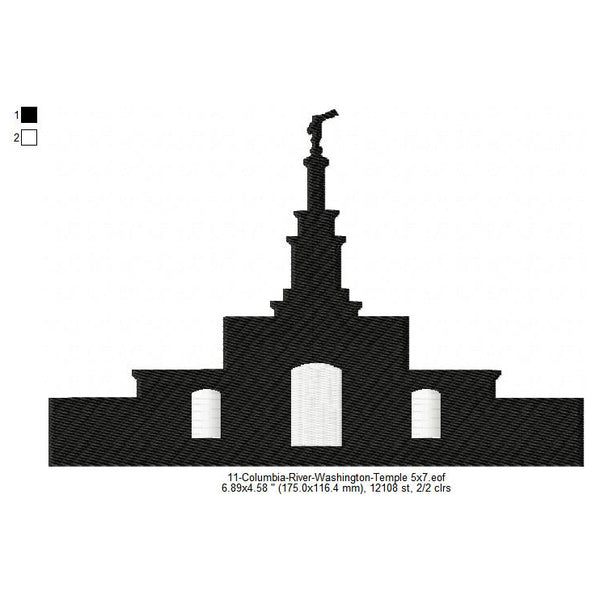 Columbia River Washington LDS Temple Silhouette Machine Embroidery Dig ...