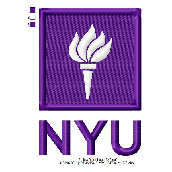New York University Logo Machine Embroidery Digitized Design Files ...