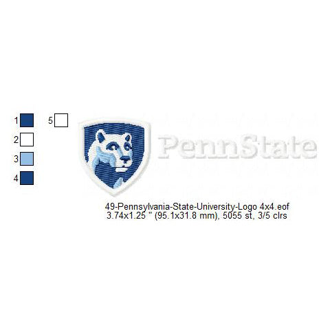 Pennsylvania State University Logo Machine Embroidery Digitized Design ...