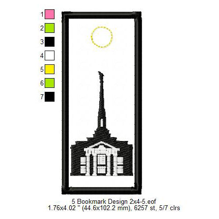 Richmond Virginia LDS Temple Bookmark Machine Embroidery Digitized Des ...