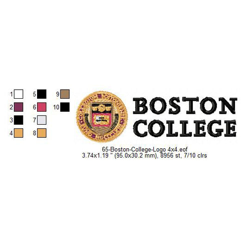 Boston College Logo Machine Embroidery Digitized Design Files – Ten ...