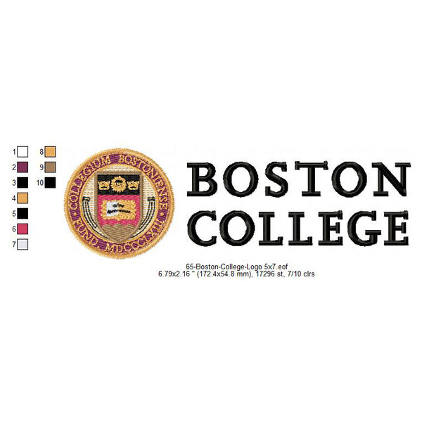 Boston College Logo Machine Embroidery Digitized Design Files – Ten ...