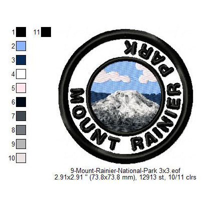 Mount Rainier National Park Merit Badge Machine Embroidery Digitized D ...