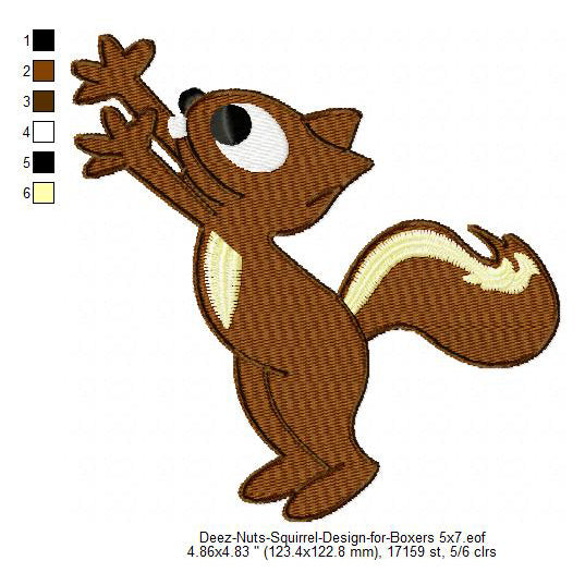 Deez Nuts Squirrel For Boxers Machine Embroidery Digitized Design File ...