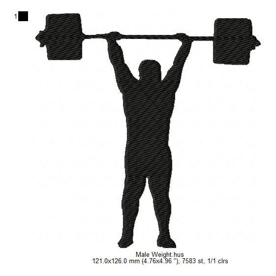 Male Weightlifter Bodybuilder Athletics Silhouette Machine Embroidery ...